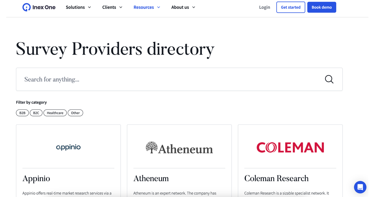 Survey provider directory